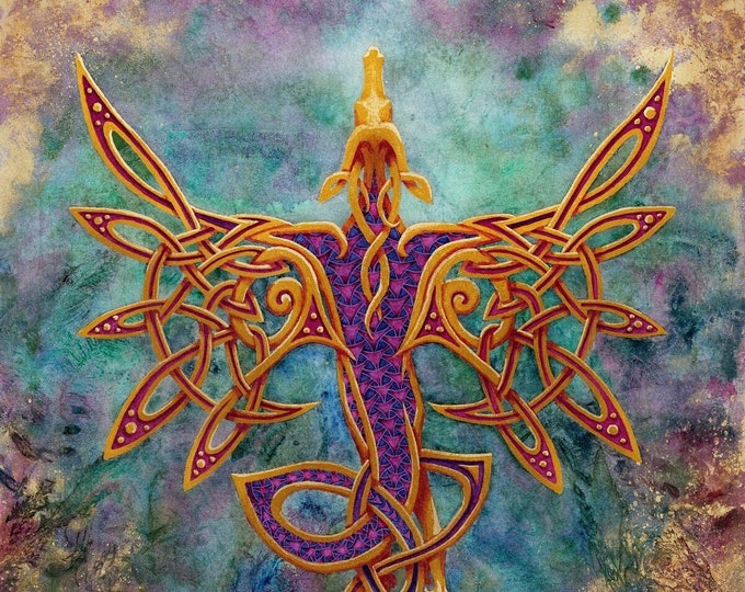 Celtic Dragon A6 BLANK Birthday Greeting CARD Fantasy Nordic Knotwork ...