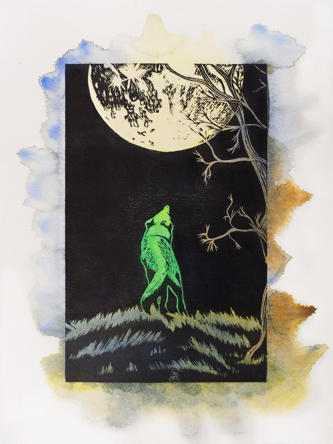 Cu Sith Fantasy A6 BLANK Birthday Greeting CARD Green Fairy Sidhe Wolf ...