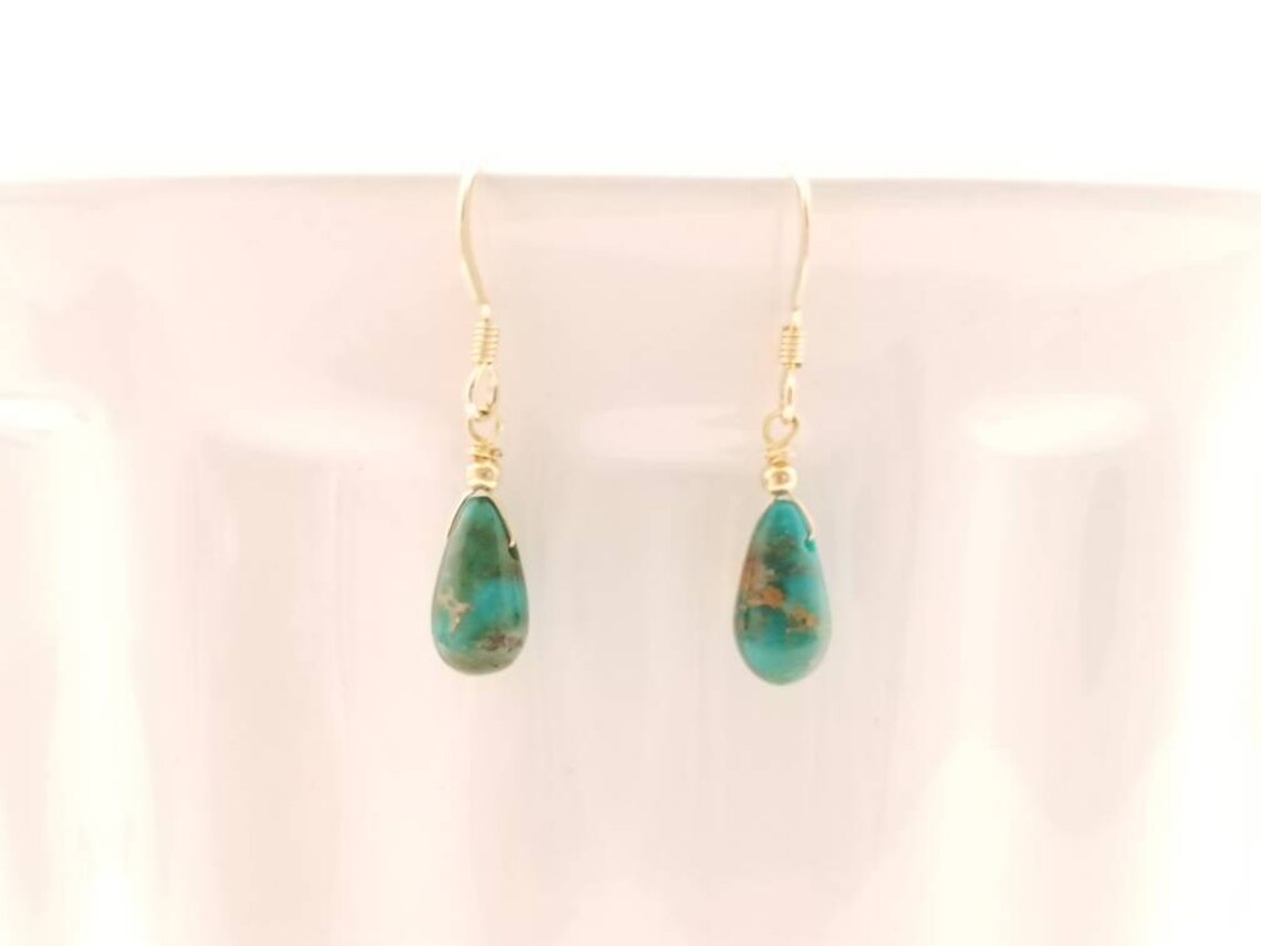 Real Turquoise Dangle Earrings, Turquoise Drop Earrings, Simple Drop ...