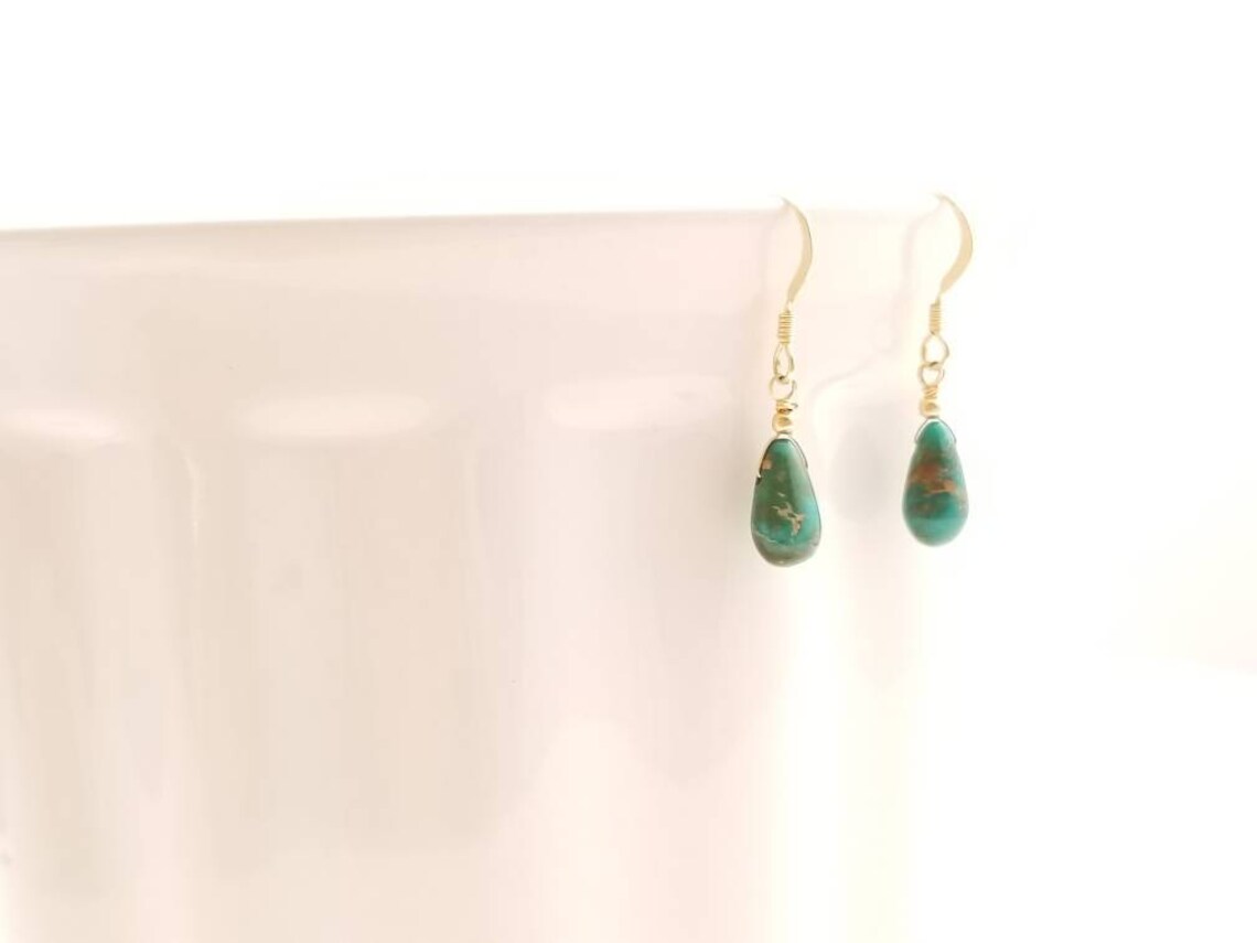 Real Turquoise Dangle Earrings, Turquoise Drop Earrings, Simple Drop ...