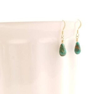 Real Turquoise Dangle Earrings, Turquoise Drop Earrings, Simple Drop ...