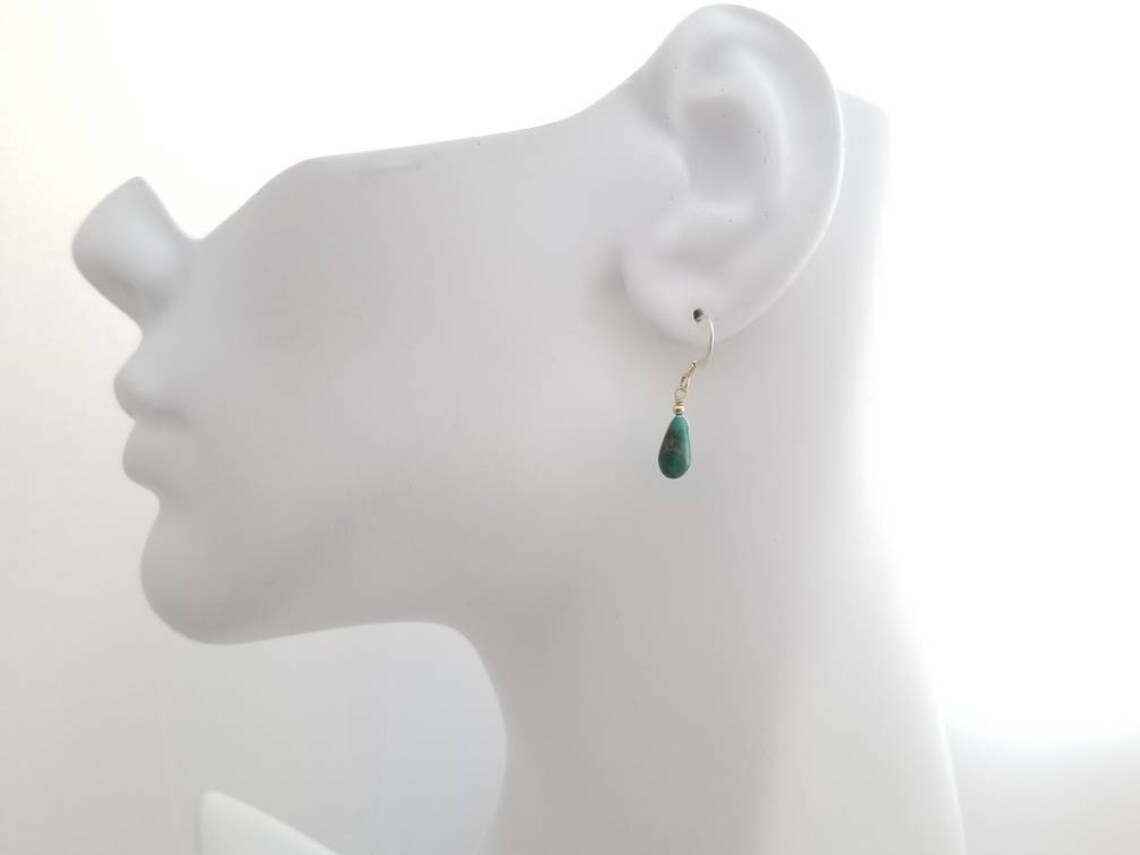 Real Turquoise Dangle Earrings, Turquoise Drop Earrings, Simple Drop ...