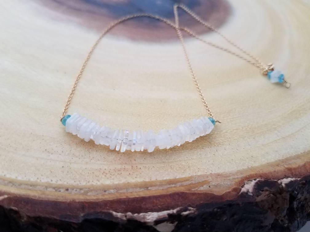 Rainbow Moonstone Neckclace Moonstone Neckclac Apatite | Etsy