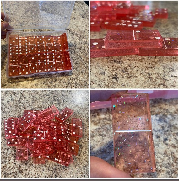 Ruby Red Dominos With Case. Resin Dominos Glitter Tile Game | Etsy UK