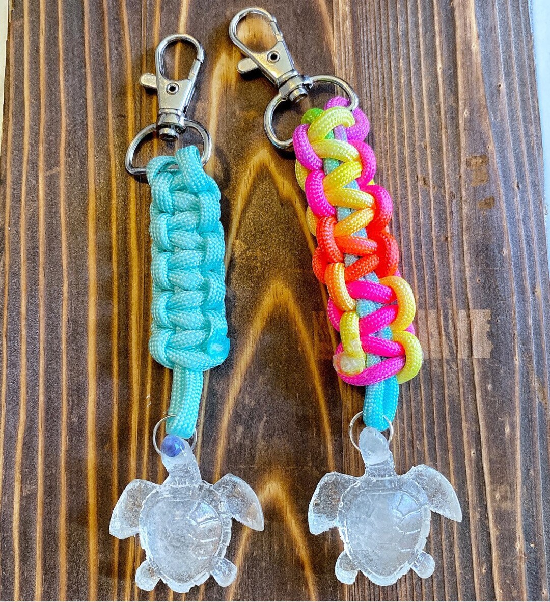 Paracord Turtle Keychain, Resin Sea Turtle on Woven Paracord, Zipper ...