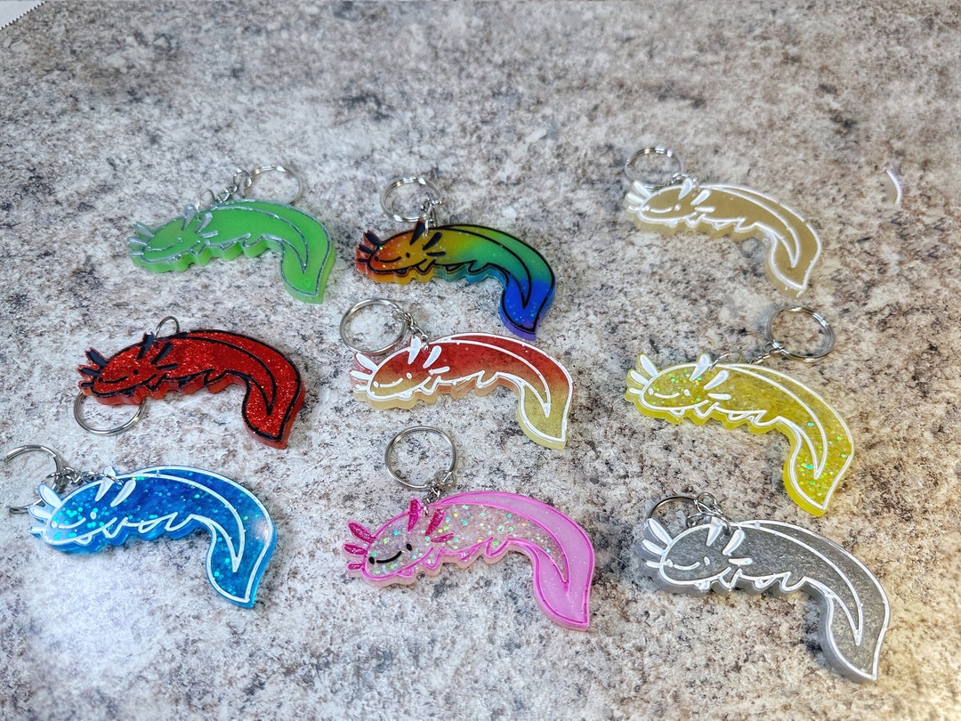 Axolotl Resin Keychain, Unique Animal Keyring, Bag Charm - Etsy
