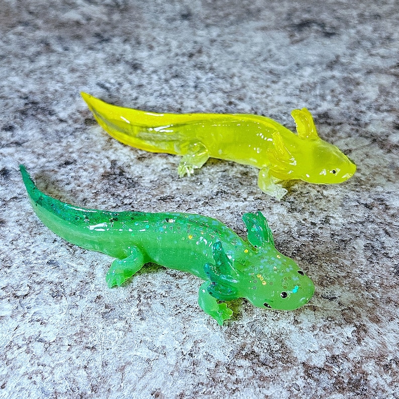 Hand Painted Resin Axolotl Figurine, Desk Pet - Etsy