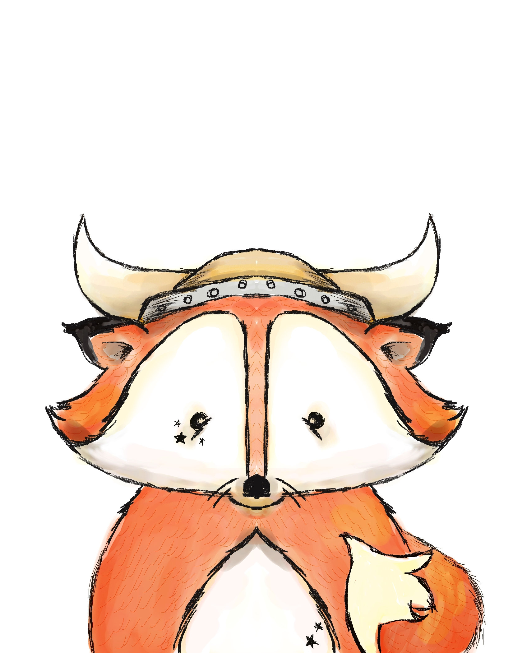 Viking Fox Watercolor Art Print | Ref - Etsy