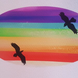 Raven Rainbow - Rainbow Watercolor Art Print - Etsy