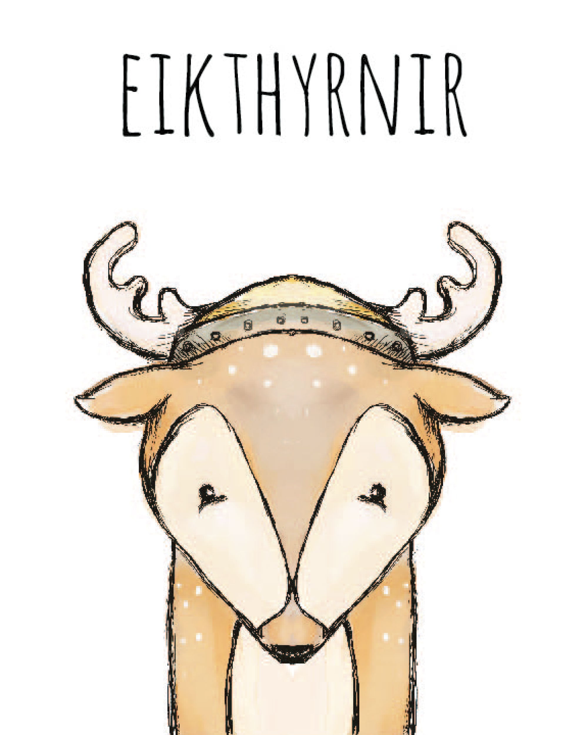 Viking deer watercolor art print Eikthyrnir | Etsy
