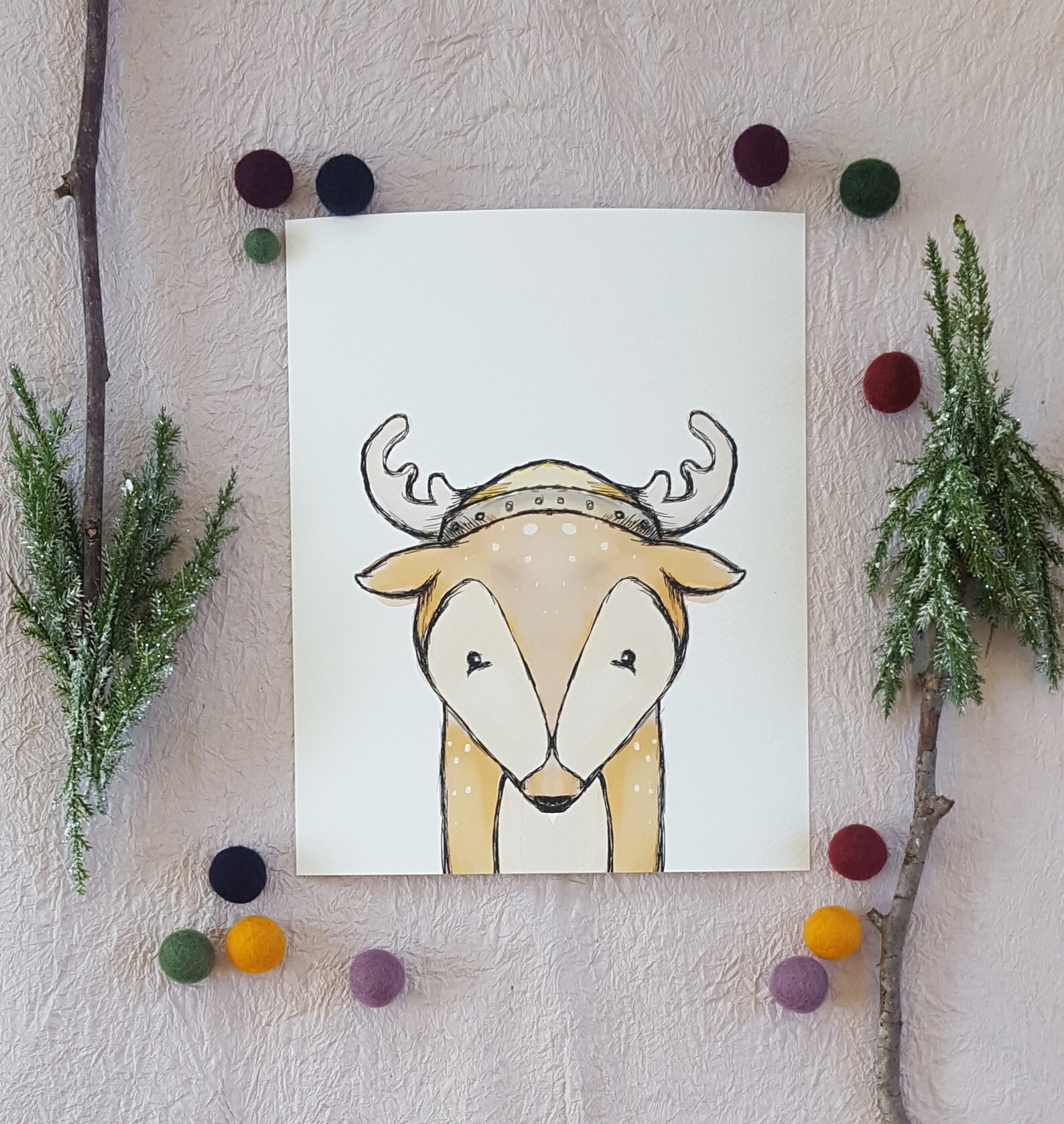 Viking Deer Watercolor Art Print Eikthyrnir - Etsy