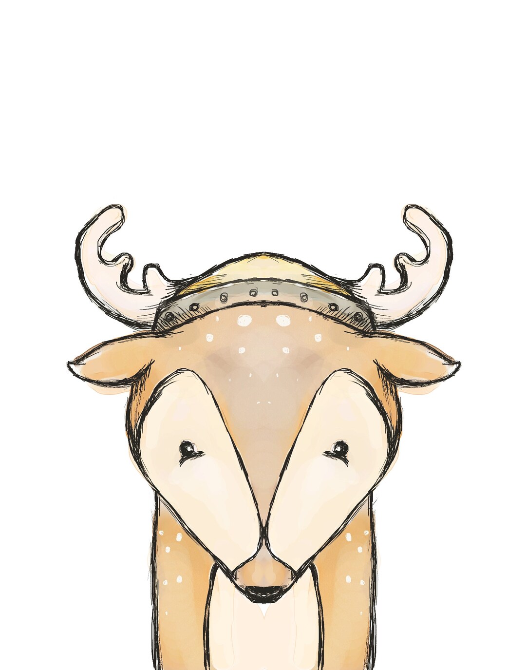 Viking Deer Watercolor Art Print | Eikthyrnir - Etsy