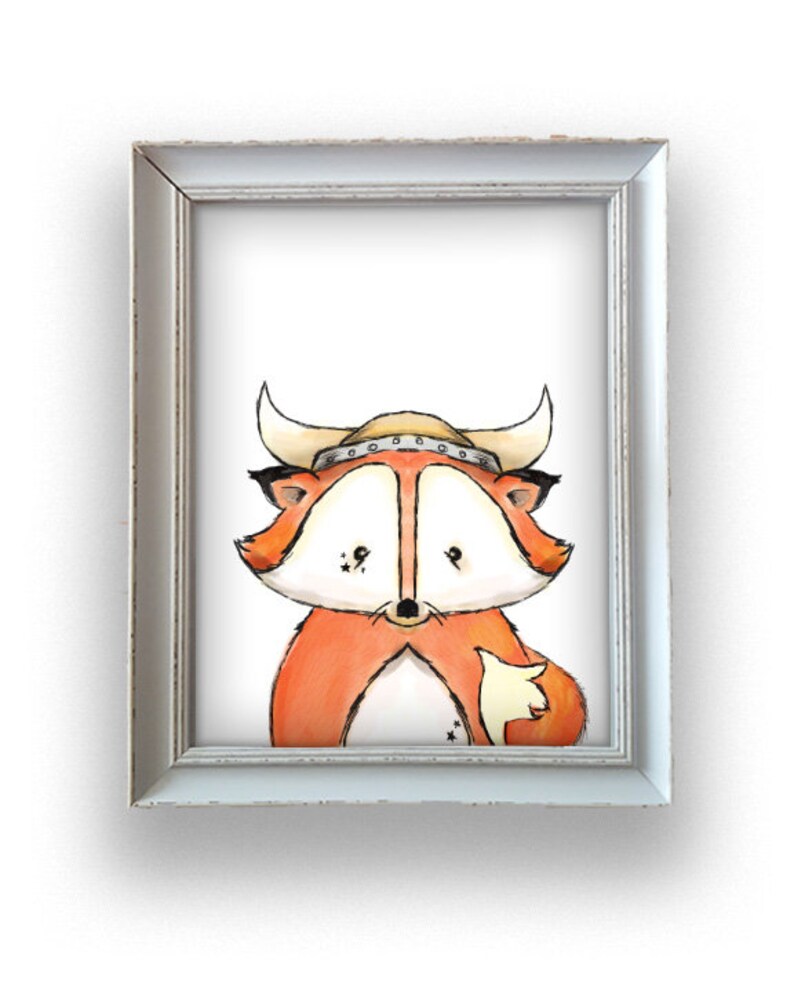 Viking Fox Watercolor Art Print | Ref - Etsy
