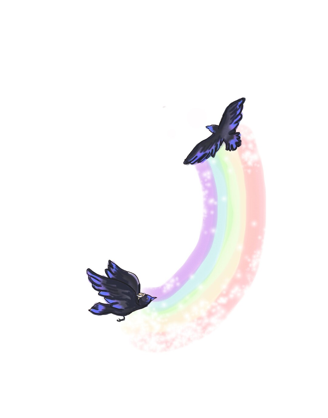 Twin Ravens in Flight - Raven Rainbow Art Print - Etsy