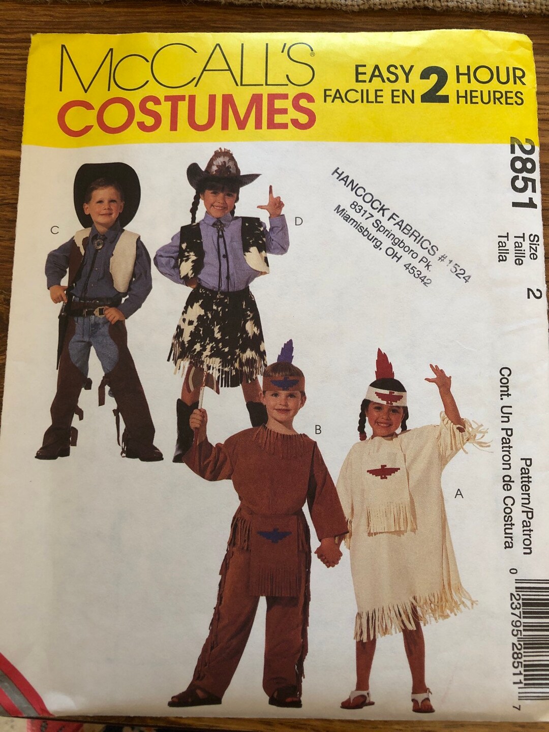 New Uncut Mccalls Costume Sewing Pattern Size 2 Cowboy Indian - Etsy