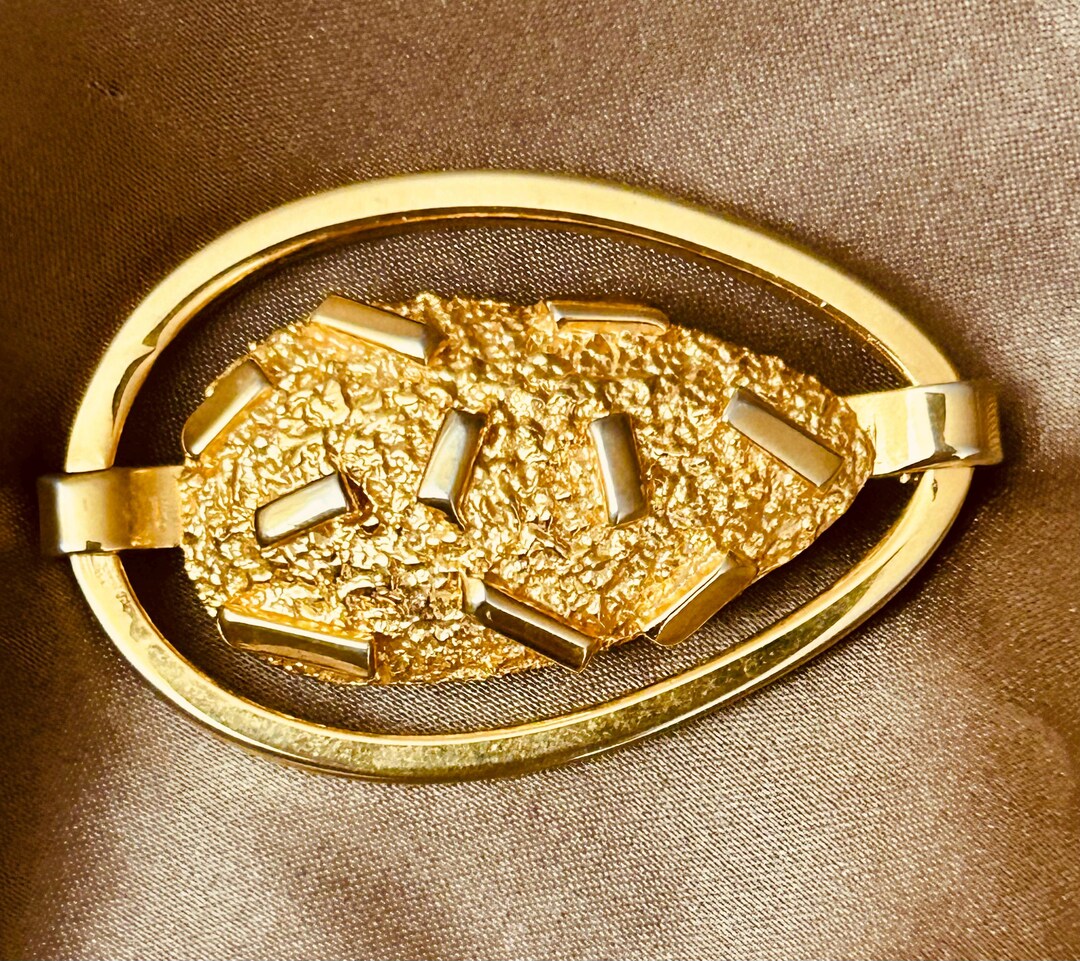 TORTOLANI BROOCH Pin, Designer Signed, Gold Nugget & Bar Style, Vintage ...