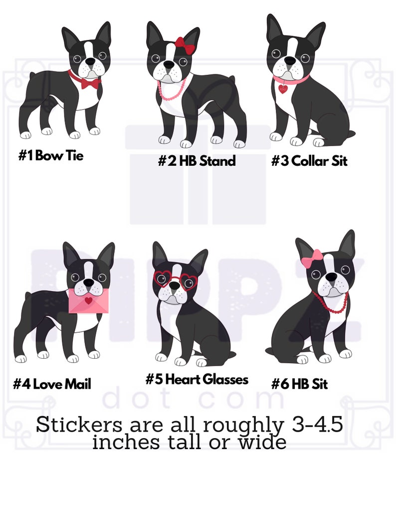 Boston Terrier LOVE Stickers 6 Different Choices | Etsy