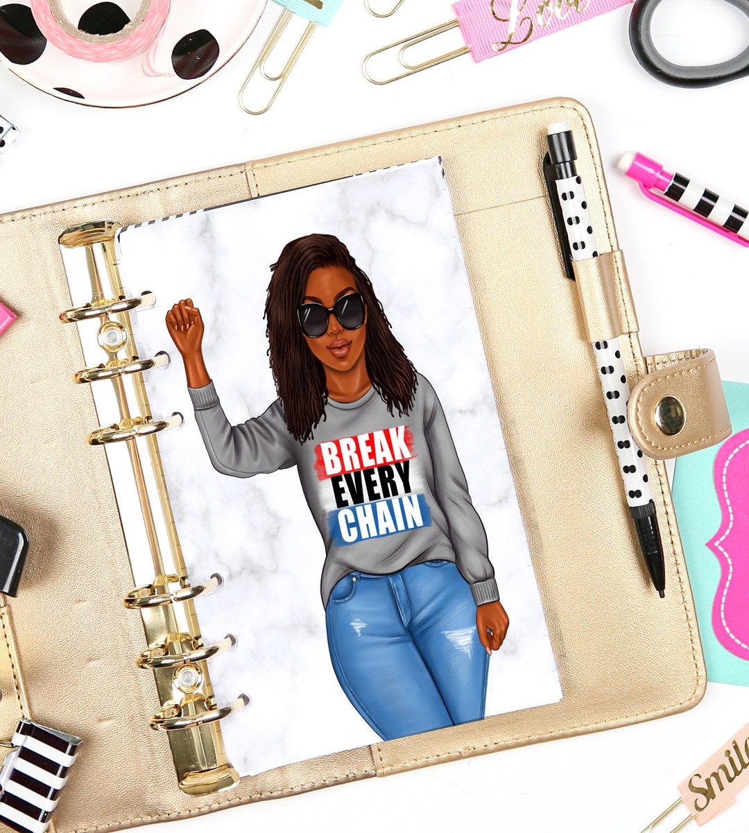 African American Woman Planner Dashboard | A5 A6 Personal, Happy ...