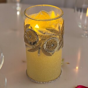 Elegant Sequin Lace Wrapped Flower Vase With Gold Glitter Accents ...