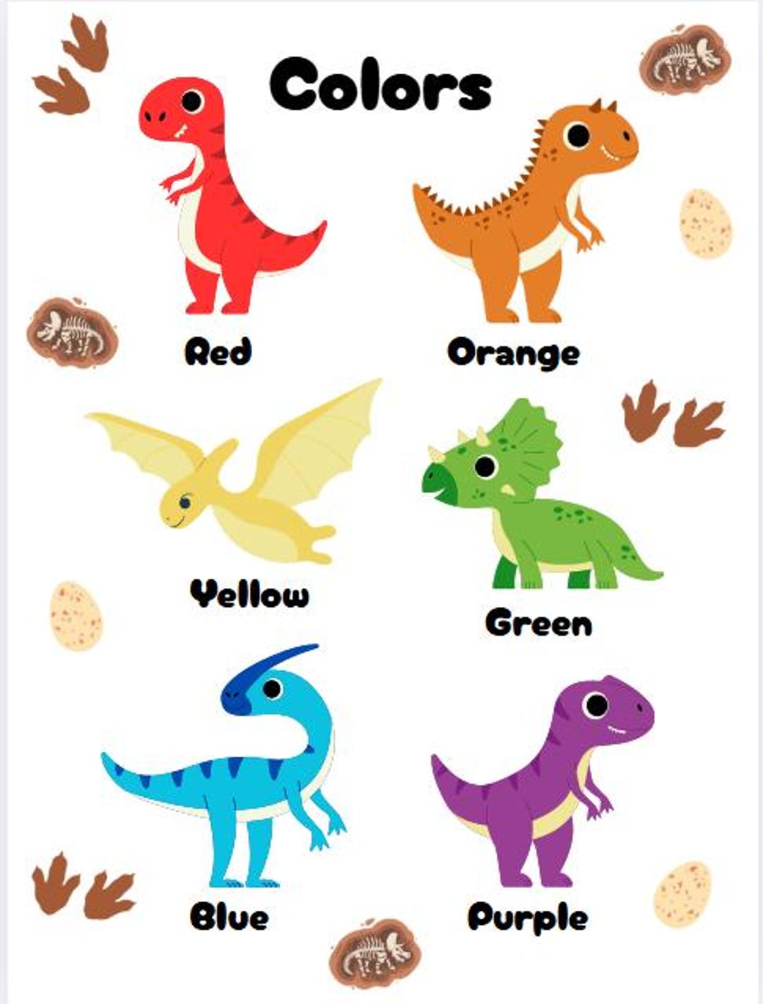 Dinosaur Color Poster - Etsy