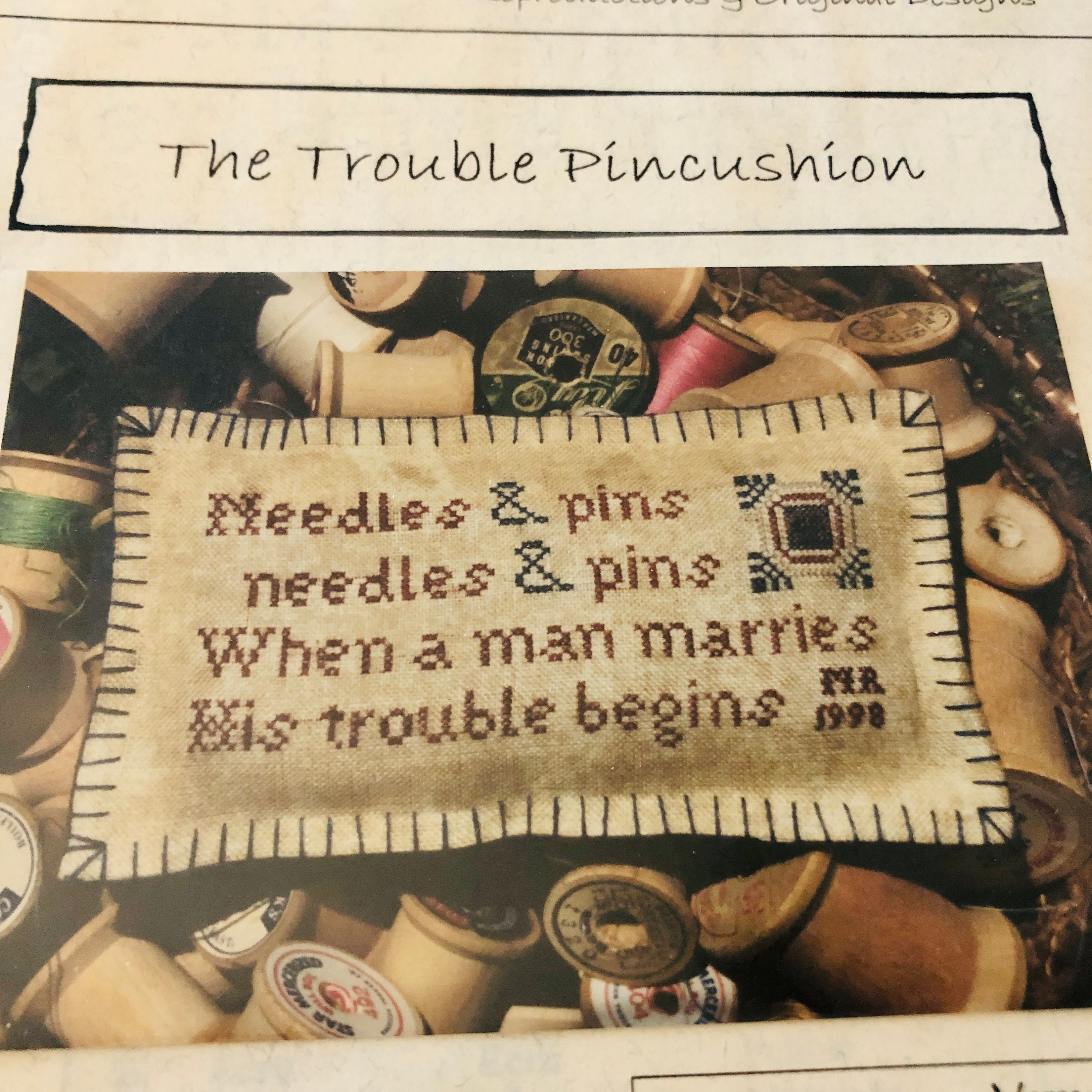 Handwork Samplers the Trouble Pincushion Cross Stitch Pattern - Etsy