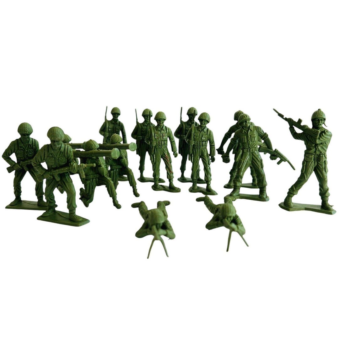 Vintage MPC Army Plastic Toy Soldiers 2 Inch Green Lot of 15 Detailed 6 ...