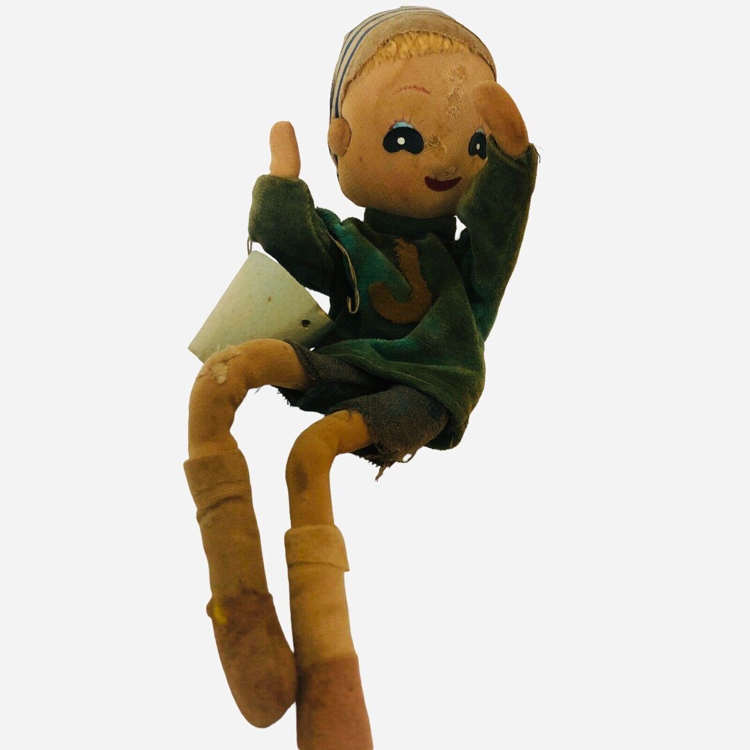 Vintage Cloth Bendable Doll Jack With Pail 8.5" Nursery Rhyme Estate ...