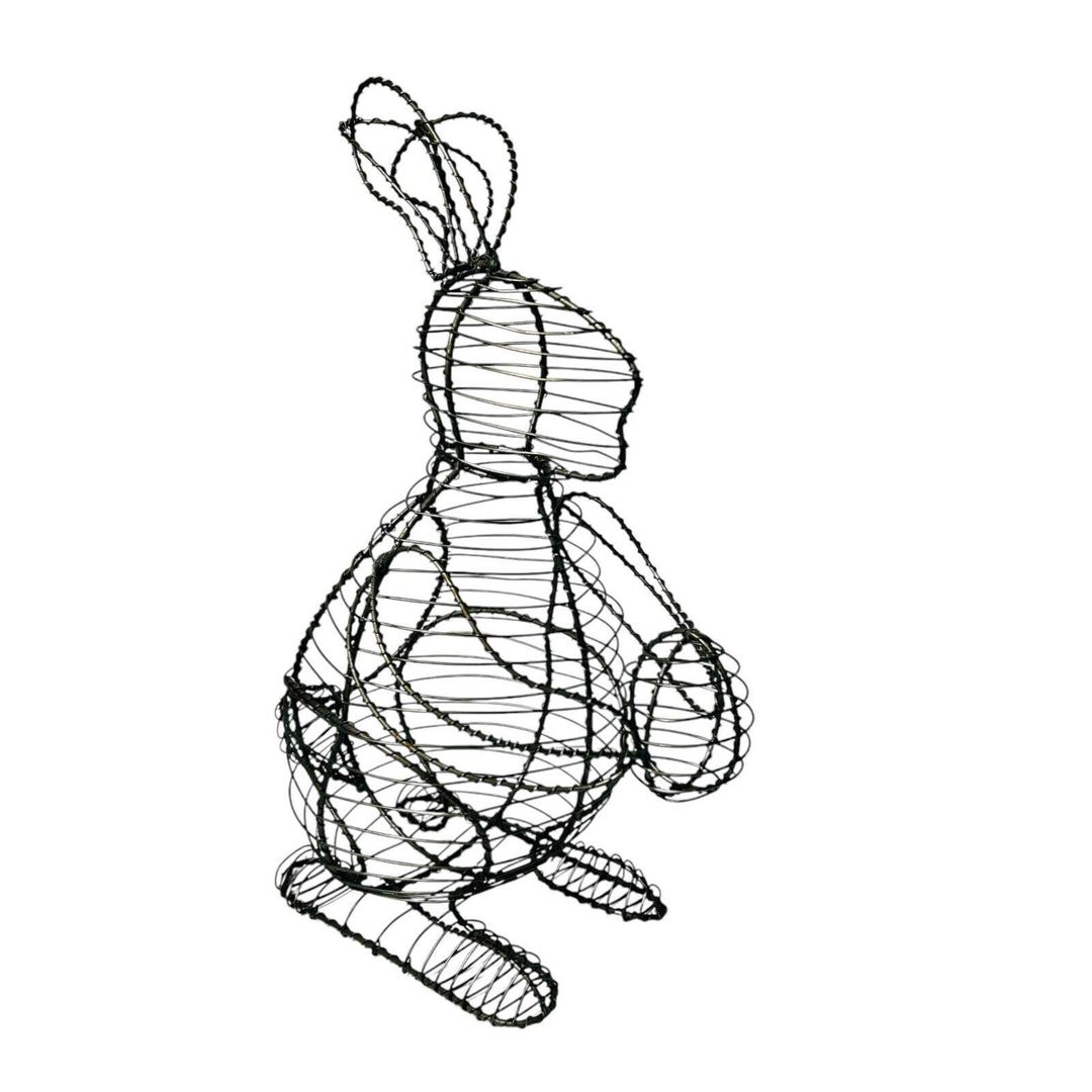 Wire Bunny Holding Egg Basket Farmhouse Decor Rabbit Topiary Frame ...