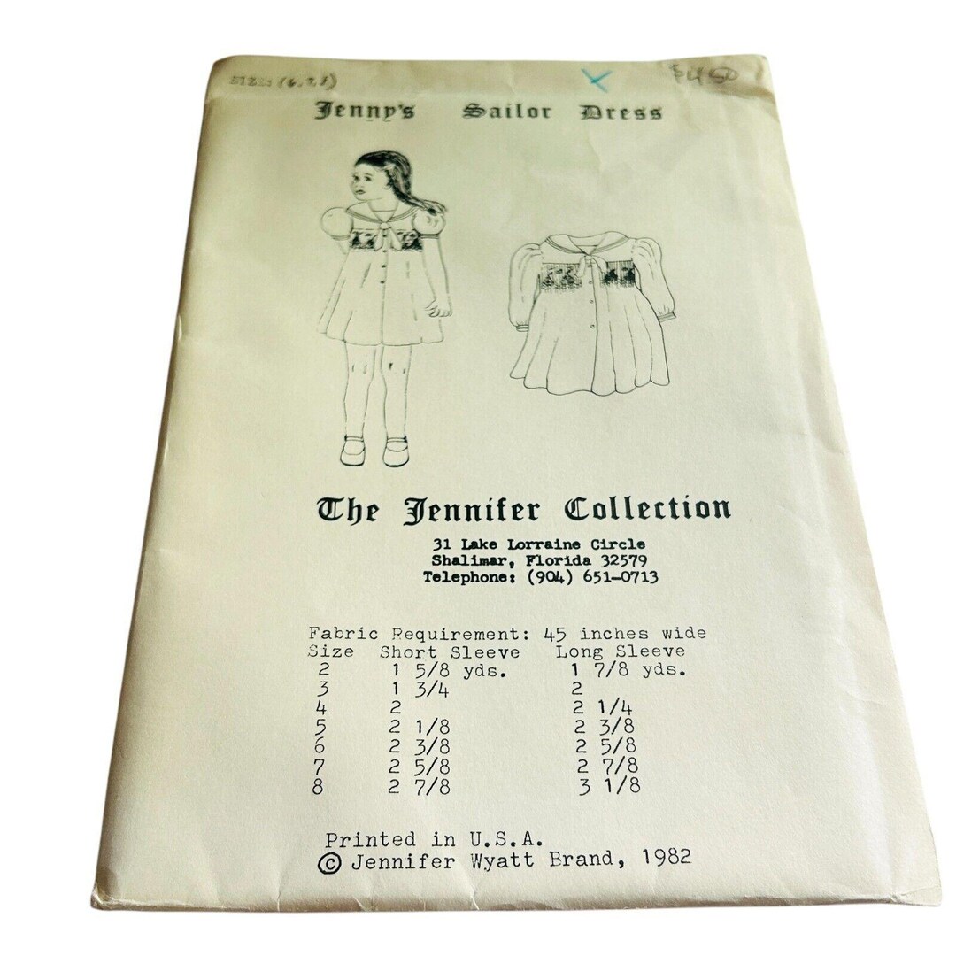 Vintage Jennifer Collection Sailor Dress Sewing Pattern Girls Size 6 7 ...