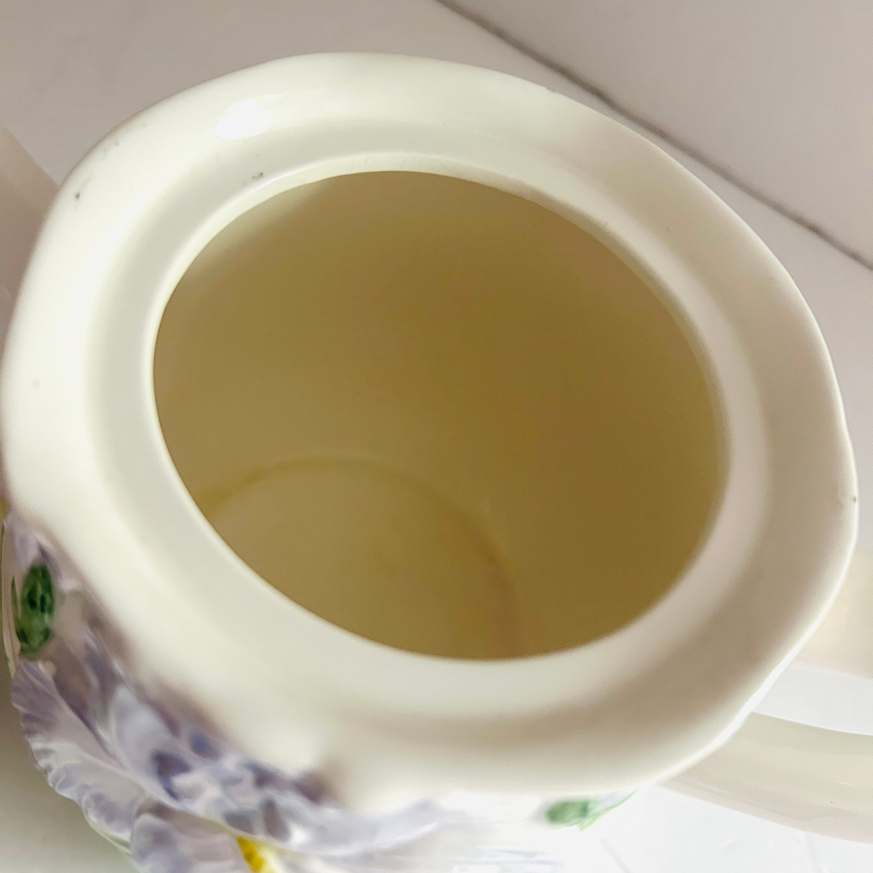 Vintage Mary Ann Baker Iris Floral Teapot White Ceramic Purple Flower READ 6 - Etsy