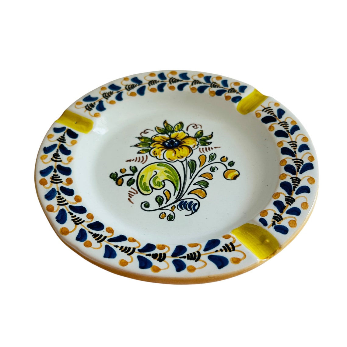 Vintage Talavera Mexican Pottery Ashtray Floral Design Signed S ...