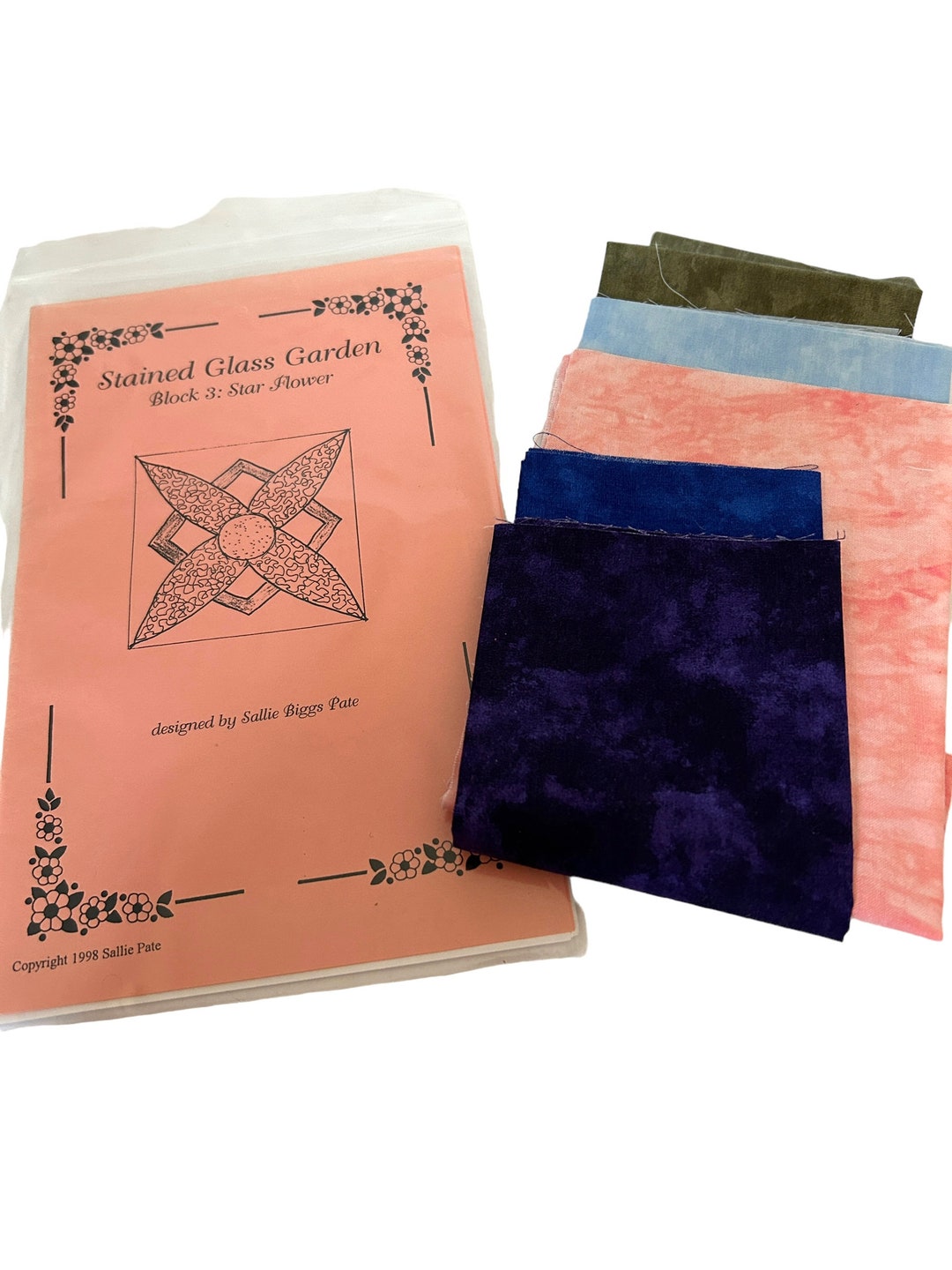 Stained Glass Garden Pattern Quilt Block 3 Star Flower Sallie - Etsy