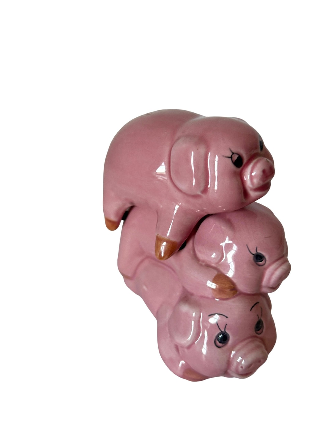 Vintage Pink Pigs Salt and Pepper Shakers Stackable Farmhouse Kitchen ...