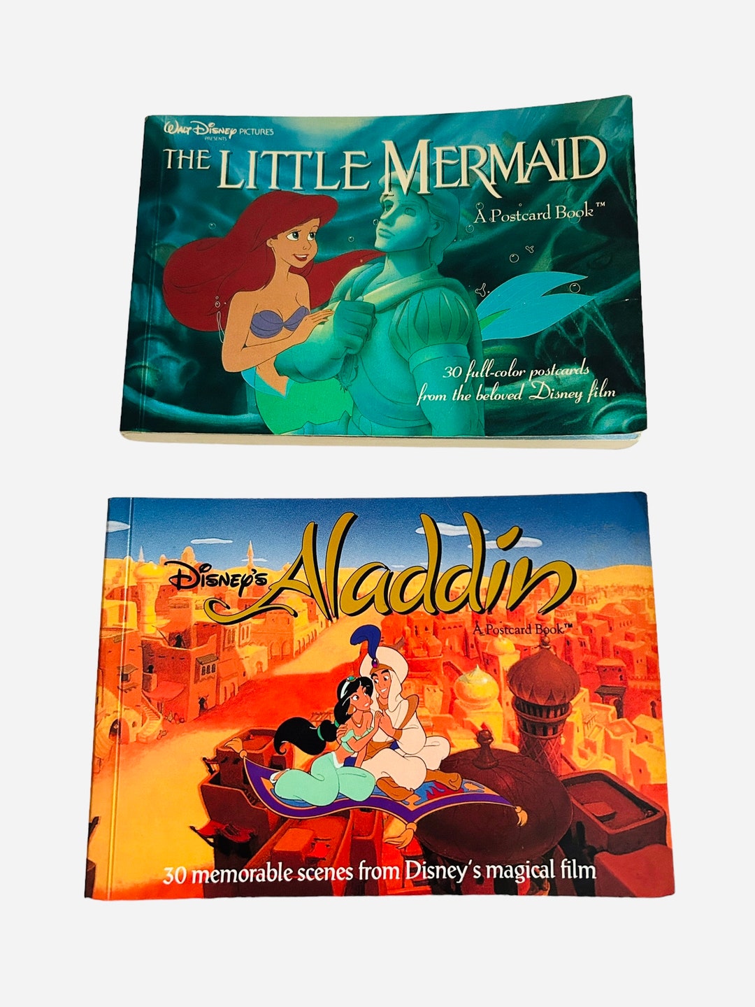 Vintage Disney the Little Mermaid and Aladdin Postcard Books 1990s Set ...