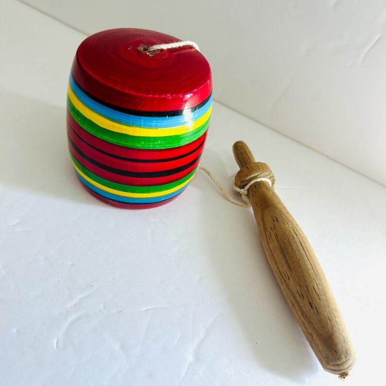 Vintage Wooden Balero Classic Skill Toy Handmade Painted Mexico 7 Inch ...