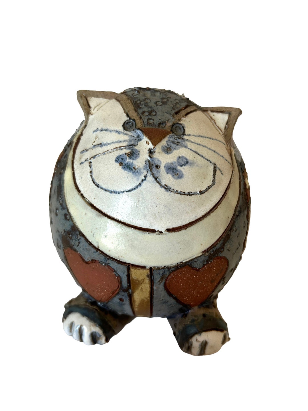 Sara Meadows Fat Cat Balloon Animals Clay Art Signed Dated 1999 Hearts 4.5 Inch - Etsy