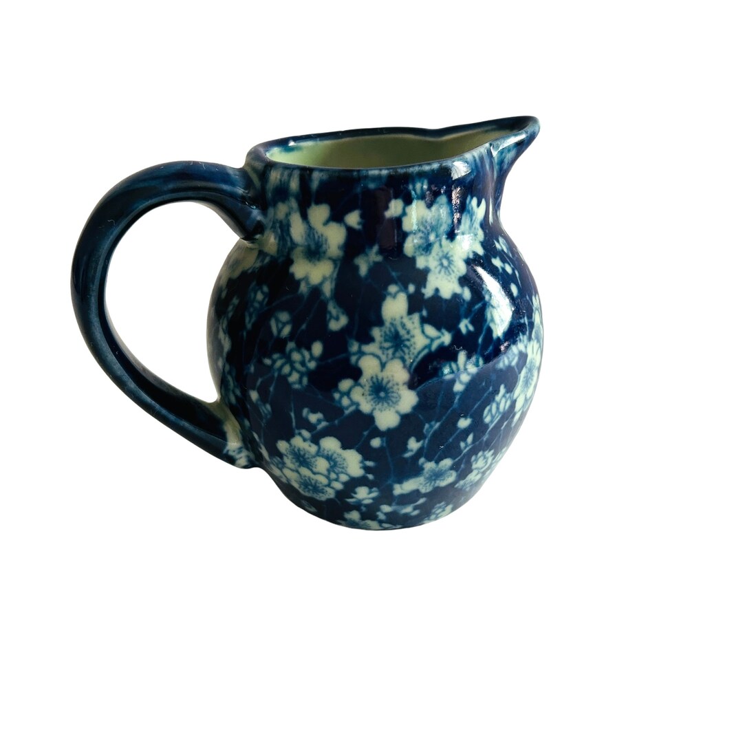 Vintage Victoria Ware Ironstone Pitcher Creamer Floral Flow Blue Marked ...