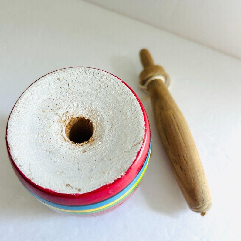 Vintage Wooden Balero Classic Skill Toy Handmade Painted Mexico 7 Inch ...