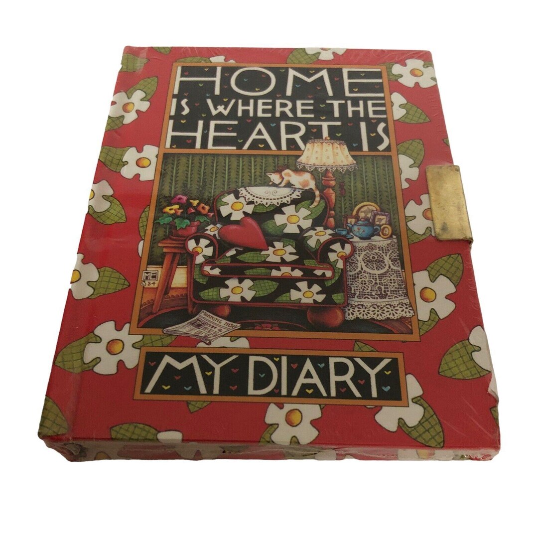 Mary Engelbreit Diary With Lock & Key Home is Where the Heart is 1990s ...