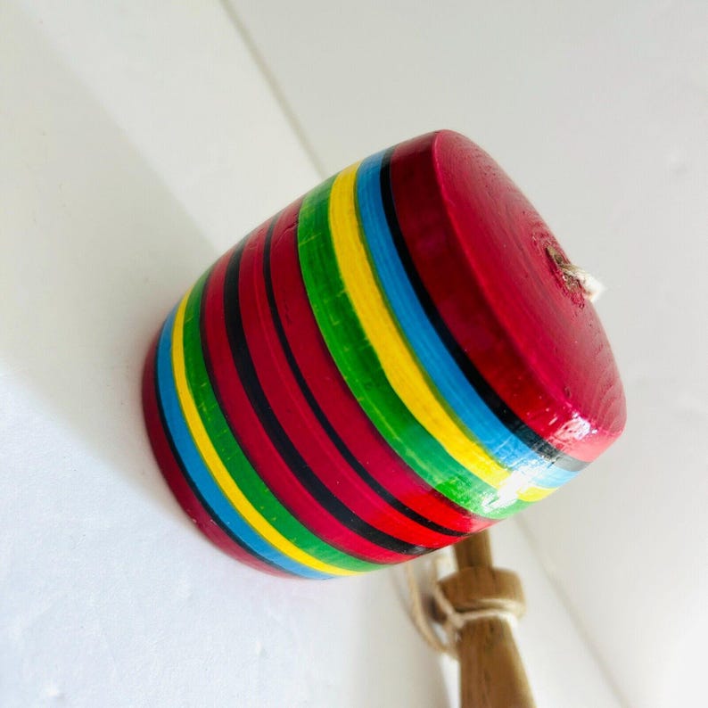 Vintage Wooden Balero Classic Skill Toy Handmade Painted Mexico 7 Inch ...