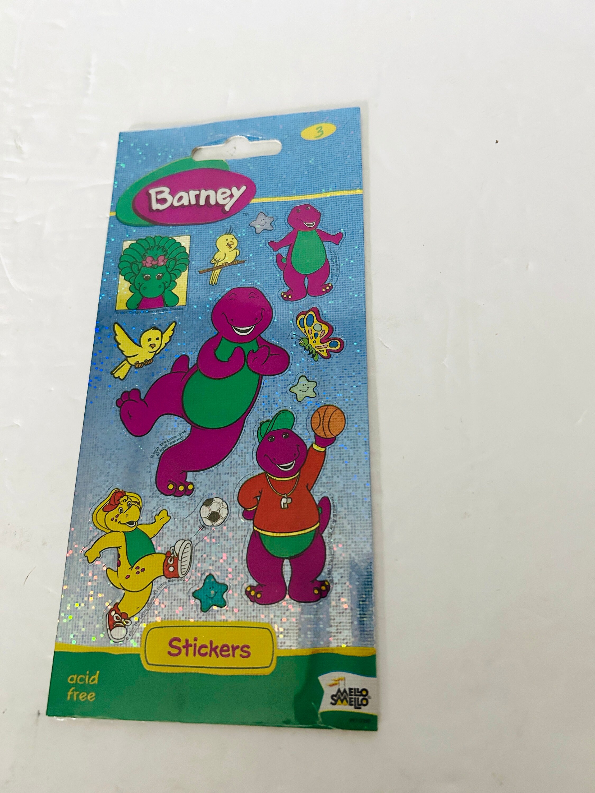 Vintage Barney Stickers Purple Dinosaur Babybop BJ Lot 2 New Mello ...