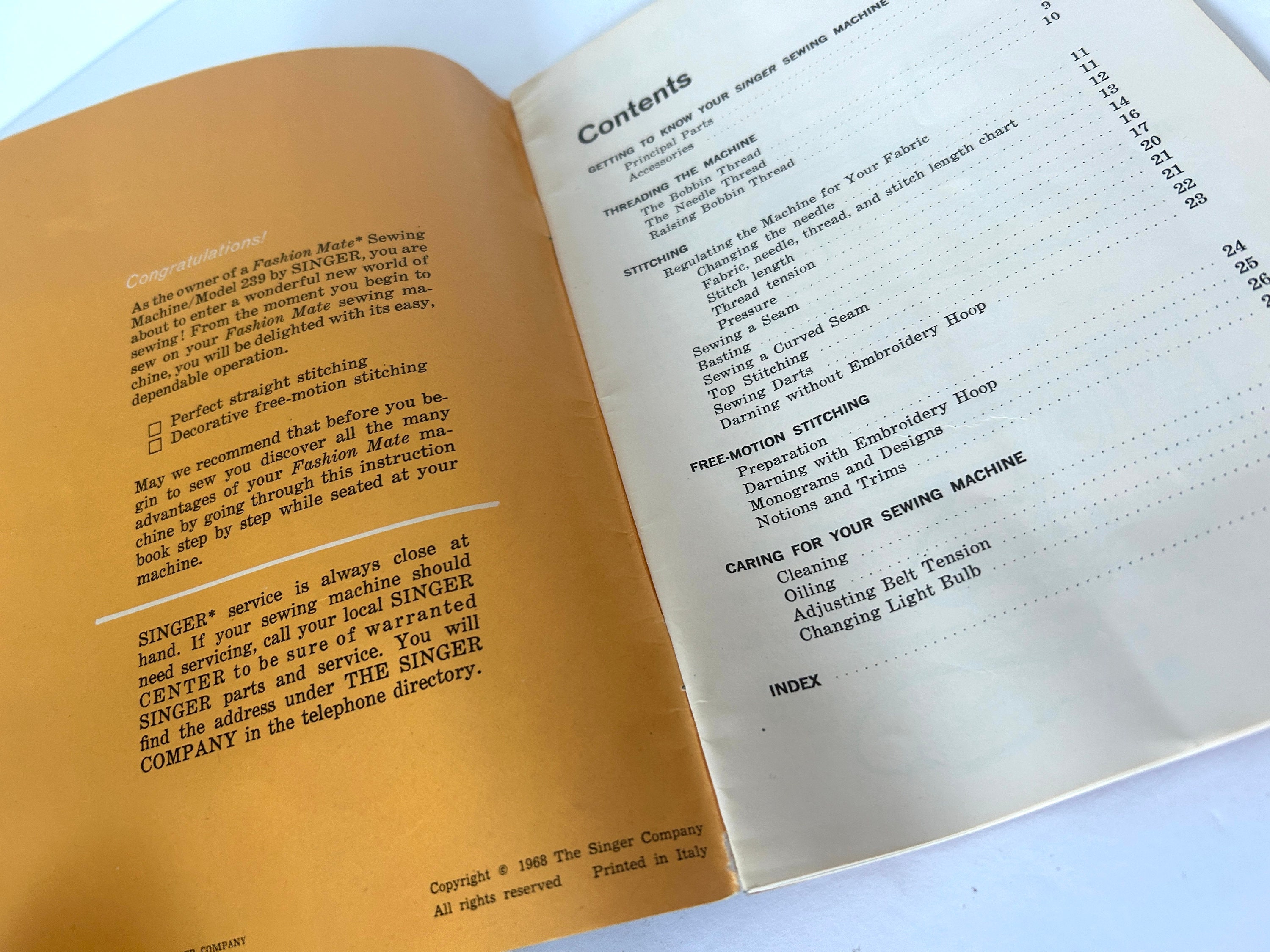 Singer Fashion Mate Model 239 Sewing Machine Instruction Manual 1968 - Etsy