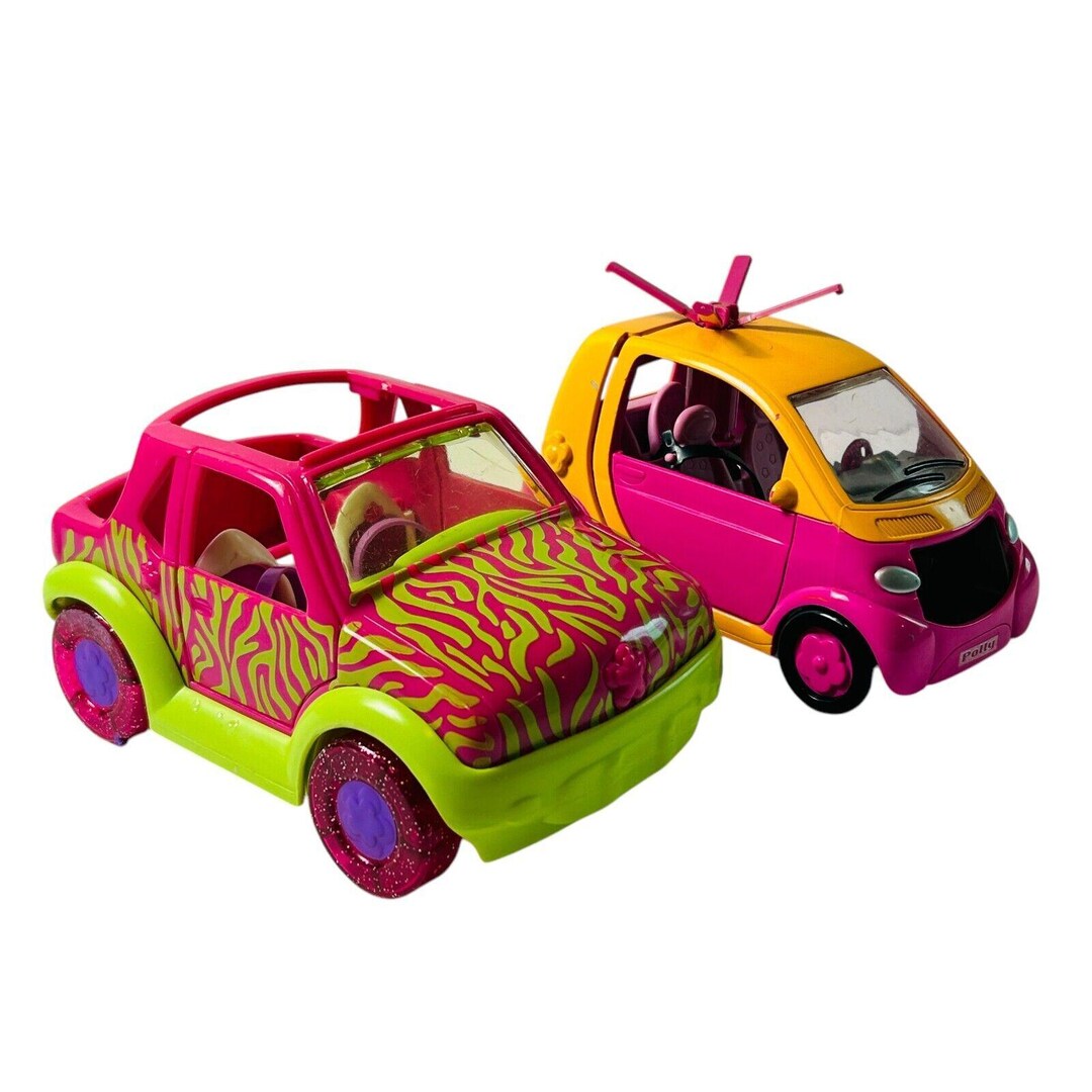 Vintage Polly Pocket Vehicles Pink Green Zebra Jeep & Extendable ...