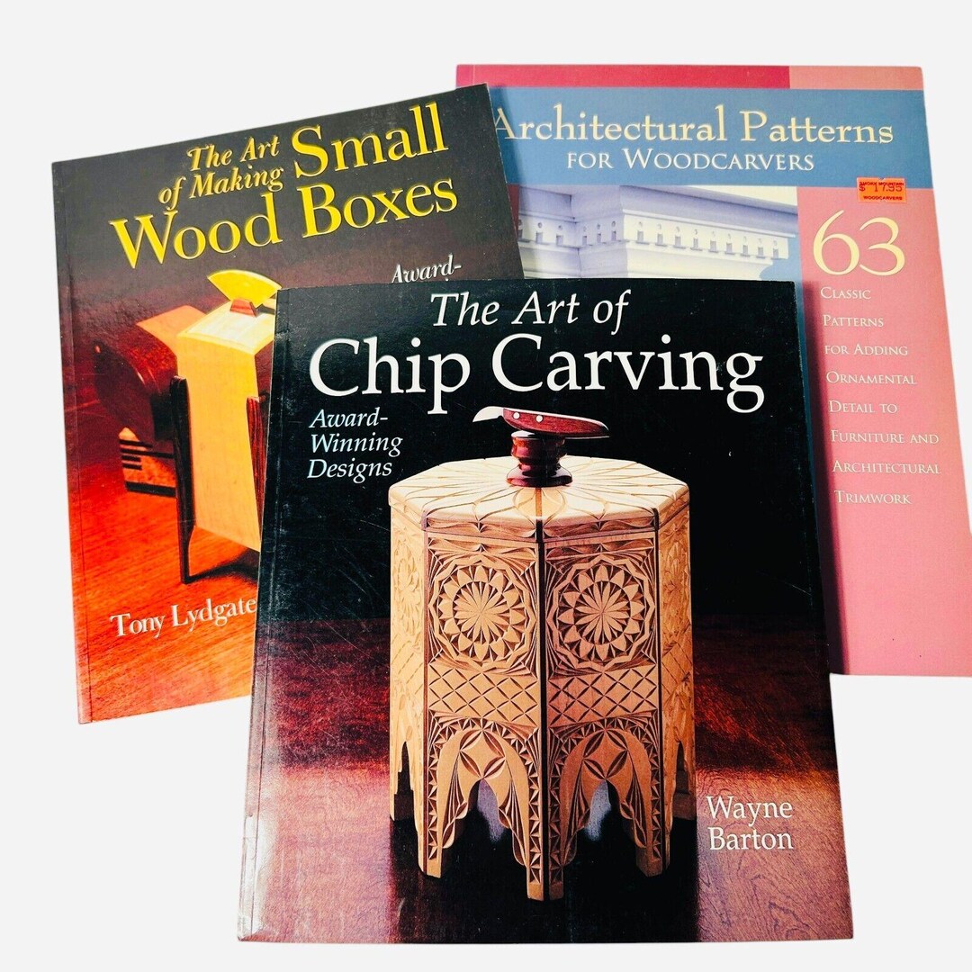 Wood Carvers Book Lot of 3 Small Boxes Architectural Patterns Chip ...