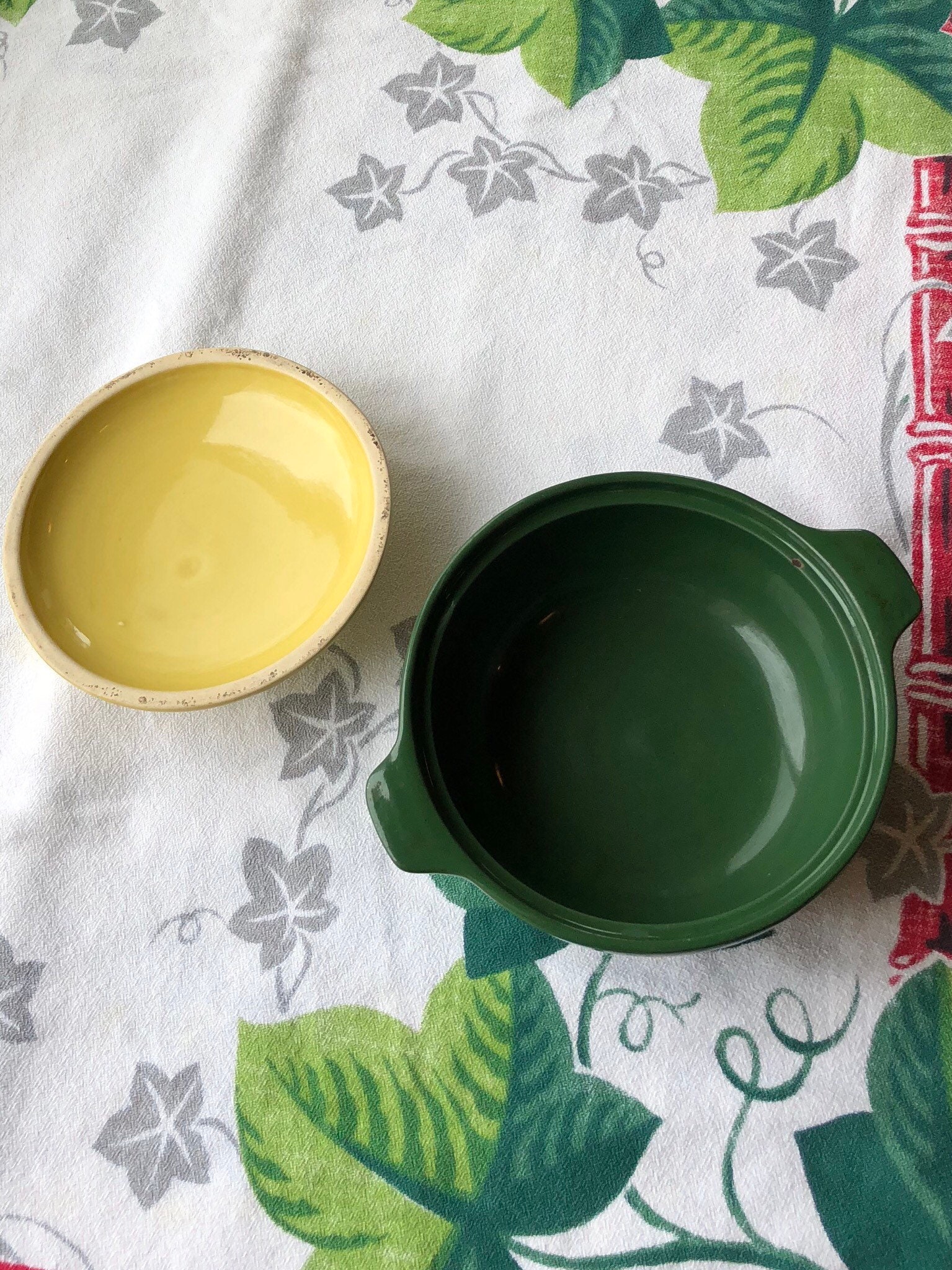 Vintage Cameron Clay Casserole Dish Green and Yellow Dish | Etsy