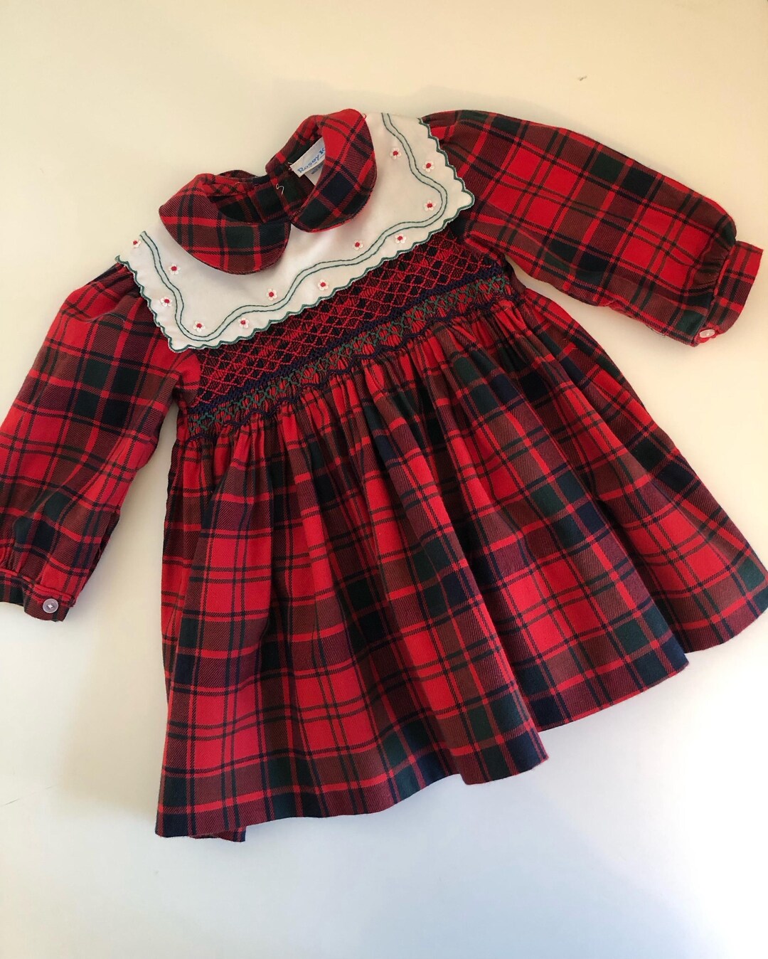 Girls Red Plaid Smocked Dress, Vintage Classic Style, 12M - Etsy