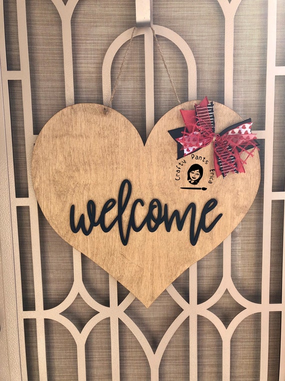 Heart Welcome Sign Welcome Sign Valentine's Sign | Etsy
