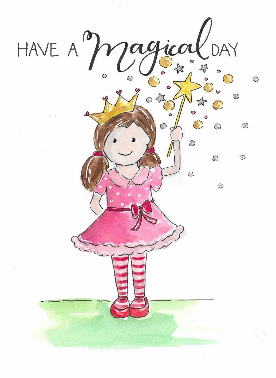 Happy Magical Birthday Card. Pink Fairy Princess With a Magic Wand. 5x7 ...