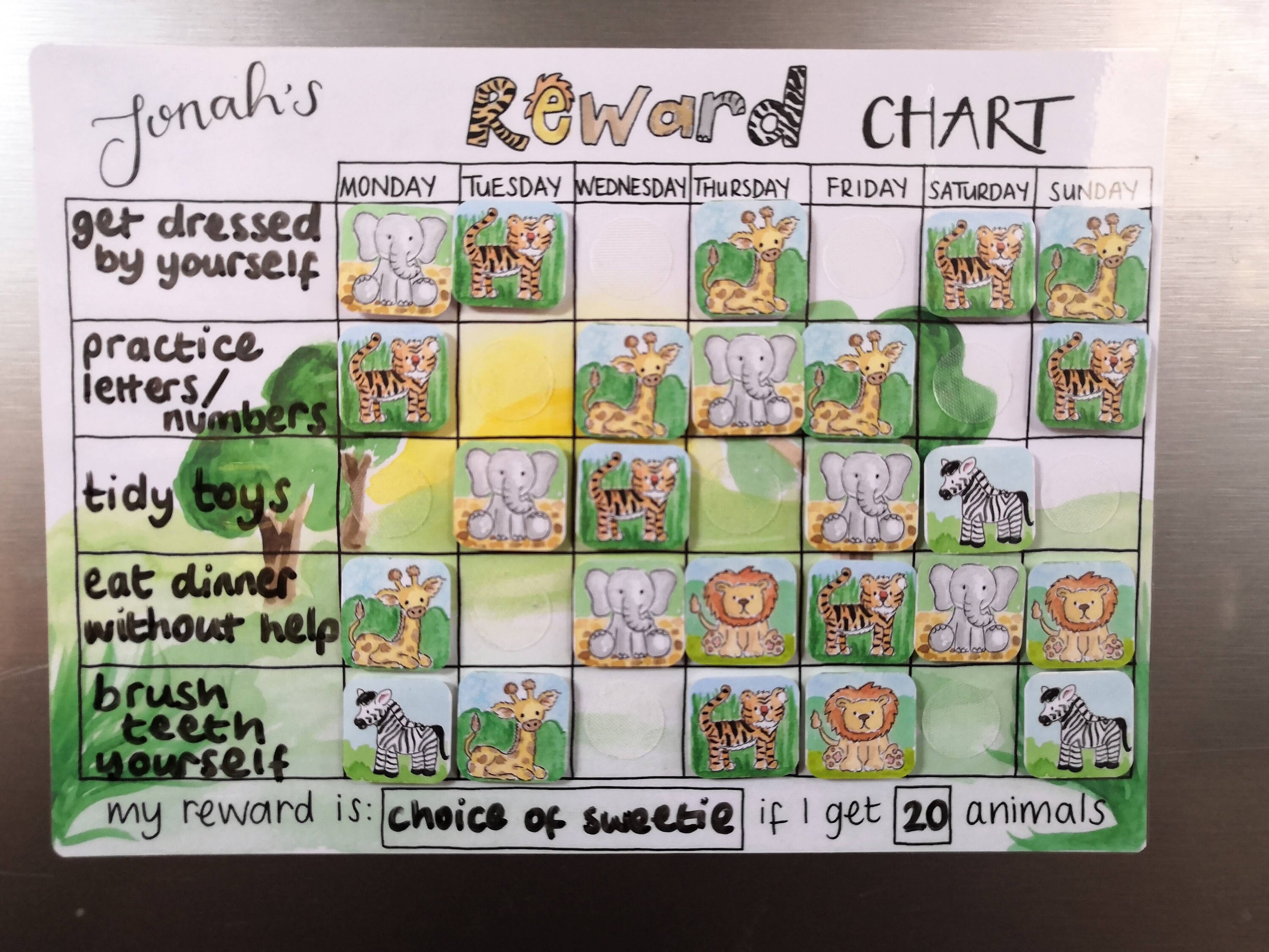Safari Themed MAGNETIC REWARD CHART. Includes Whiteboard Pen - Etsy