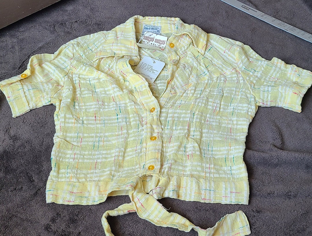 Vintage 1970's Yellow Cotton Crop Top - Etsy